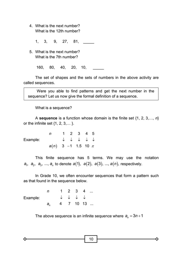 MATH GRADE 10 LEARNER'S MODULE