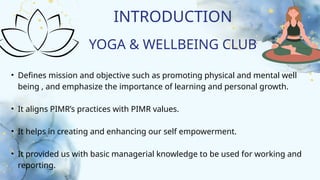LMP PRESENTATION YOGA & WELLBEING CLUB PPT | PPT