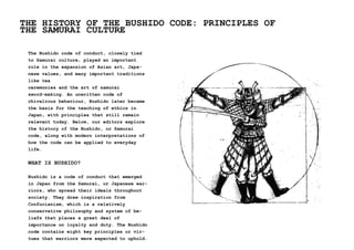 Lamar Sidwell’s code of honor inspired by the bushido code | PPT