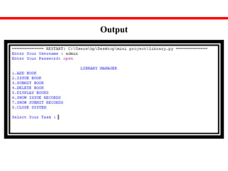 it is powerpoint presentation of library management system which is ...