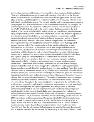 LMS Build Reflection | PDF