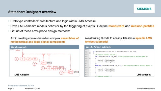 Statechart Designer of LMS Imagine.Lab Amesim: combine discrete-event control and continuous ...