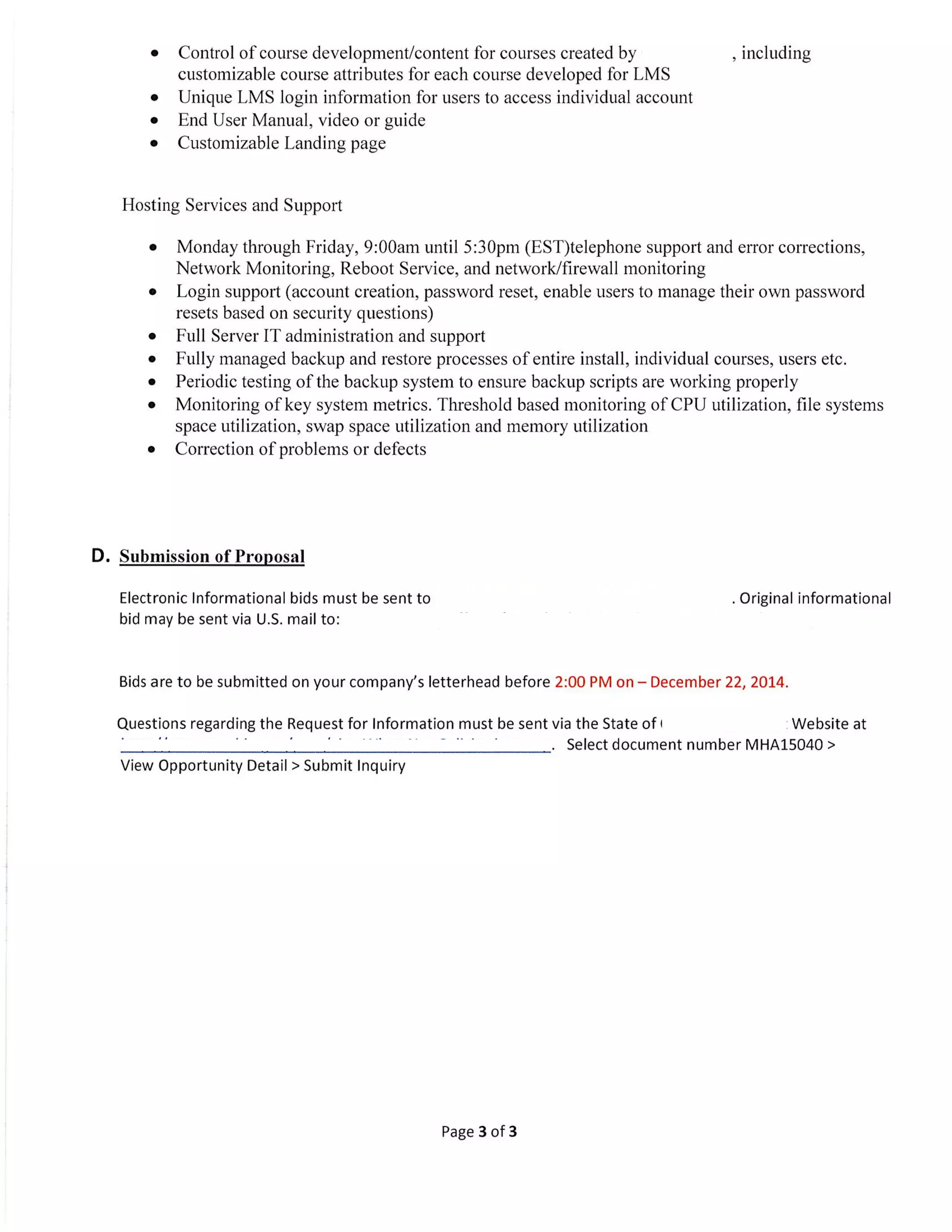 LMS RFP Example (LMS RFP Sample) | PDF