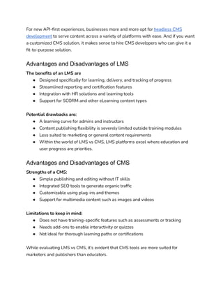 LMS vs. CMS – Key Differences, Features & Which One to Choose | PDF