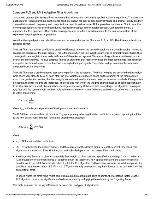 Least Mean Square VS Recursive Least Square.pdf
