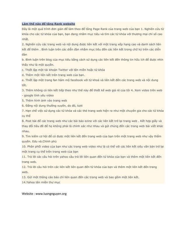 Làm thế nào để tăng rank website | PDF