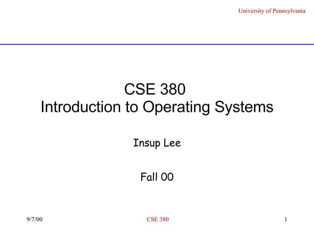 CSE 370 - Introduction to Operating Systems | PPT