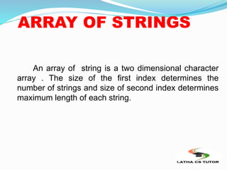 Arrays in C++ in Tamil - TNSCERT SYLLABUS PPT | PPTX | Programming Languages | Computing