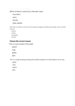 Mapping of Earth, its features, questions, answers, fill up the blanks ...