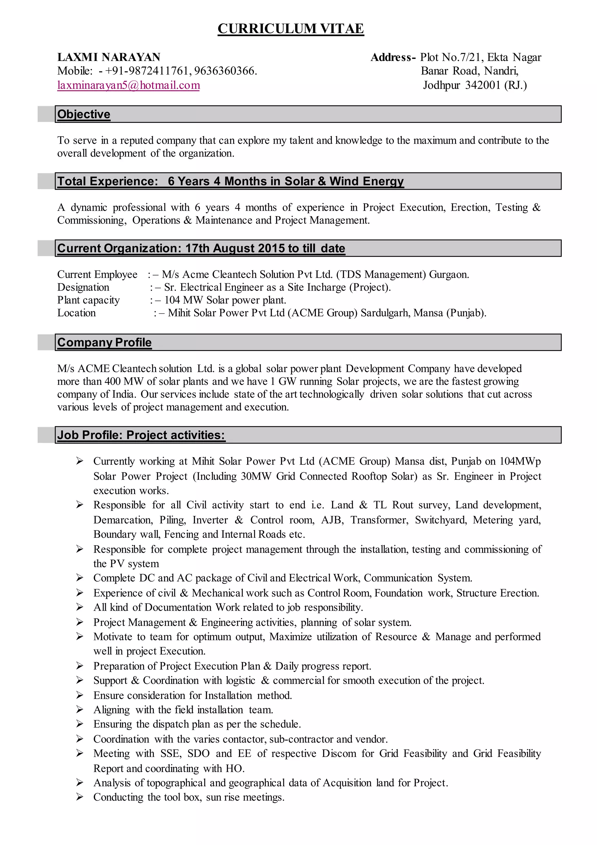 L narayan's resume | DOCX