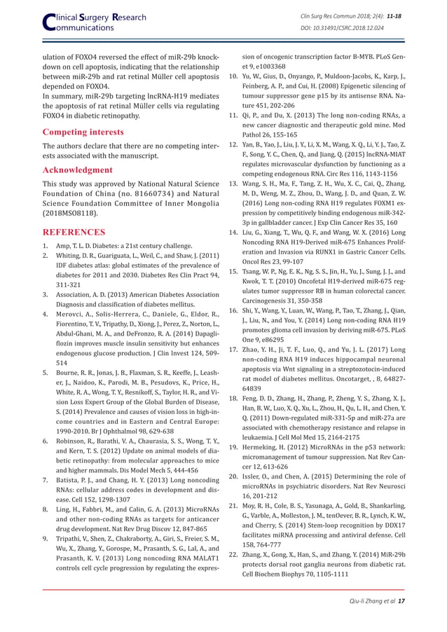 Lnc rna h19 induces retinal müller cell apoptosis via mir-29b foxo4 axis in diabetic retinopathy ...