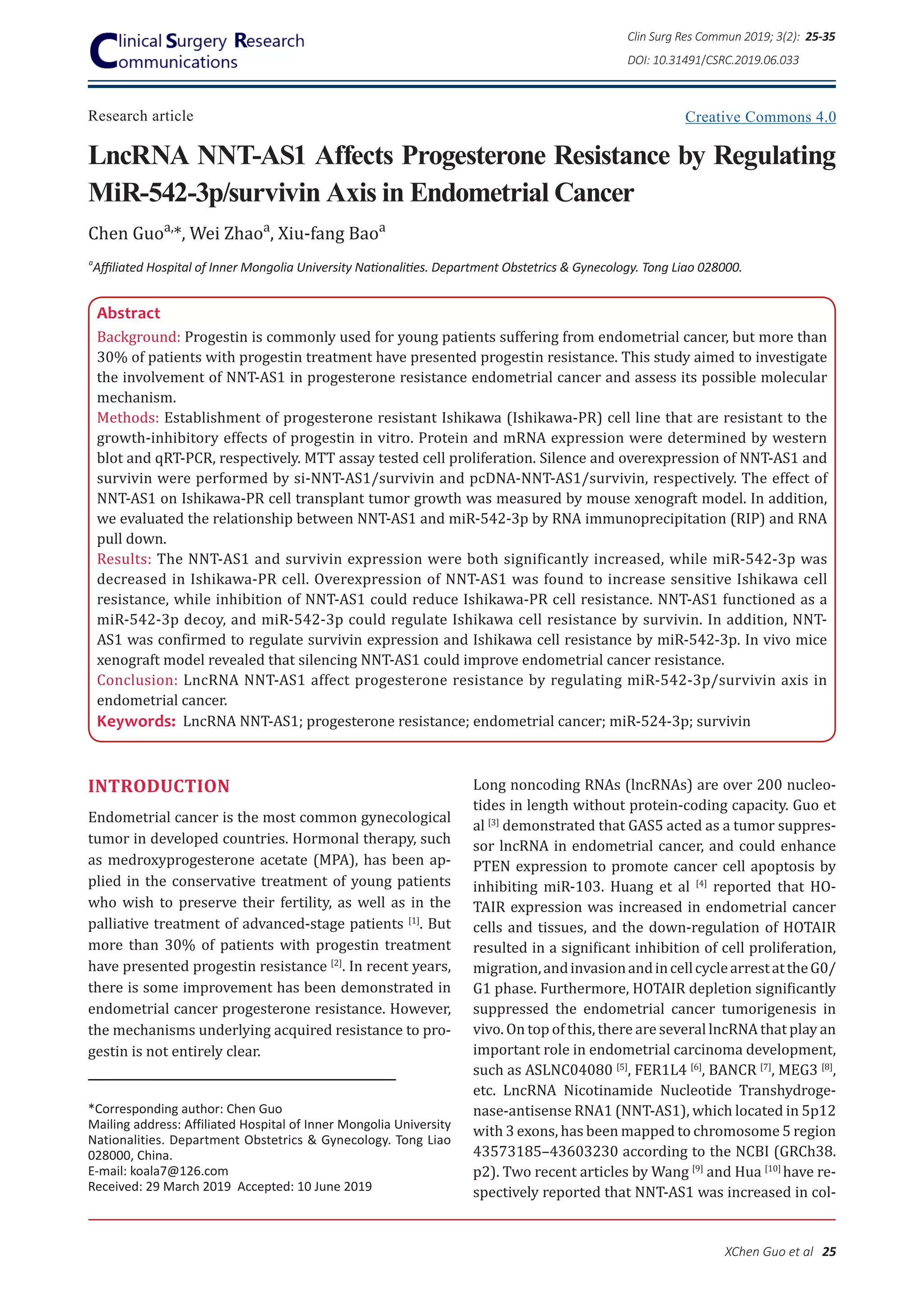 Lnc rna nnt as1 affect progesterone resistance by regulating mir-542-3p ...