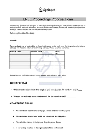 Lnee proceedings proposal form | PDF