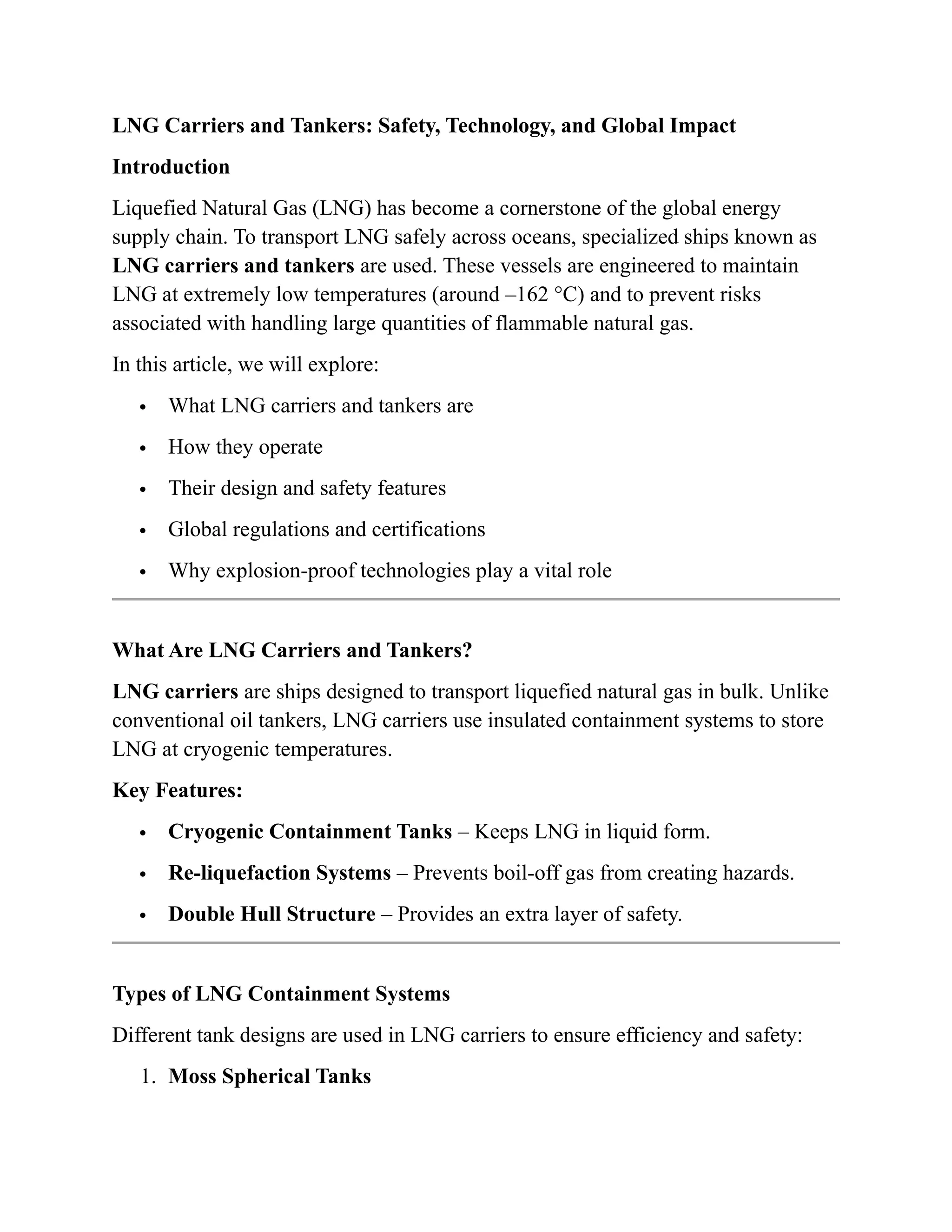 LNG Carriers and Tankers: Safety, Technology, and Global Impact | DOCX