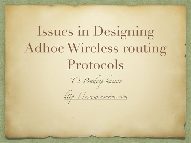 Issues in routing protocol | PPT Issues in routing protocol | PPT