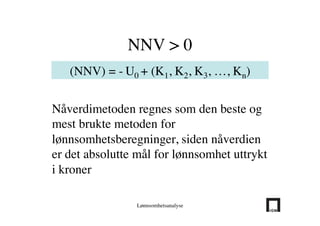 Lønnsomhetsanalyse prosjektledelse | PDF