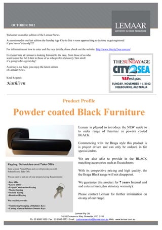 New powder coated black furniture form Lemaar at Paradise Kitchens ...