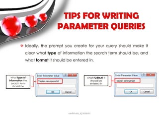 Parameter Query :Muhammad Iqbal Bin Fazi | PPT