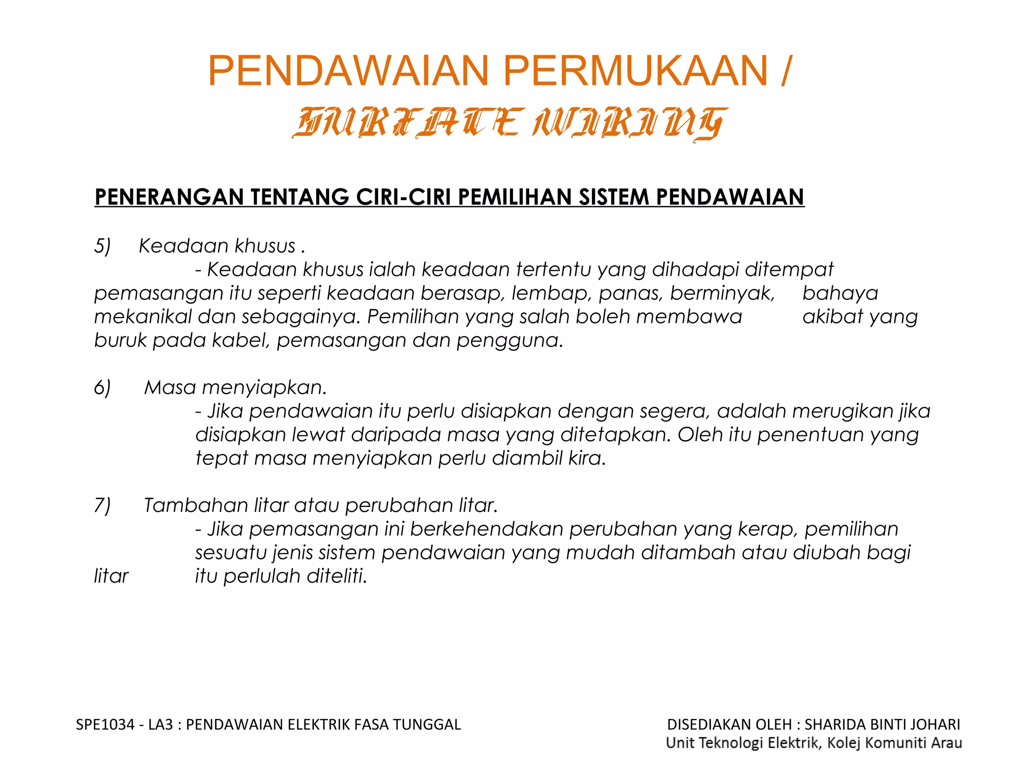 kabel dan sistem pendawaian elektrik | PPS