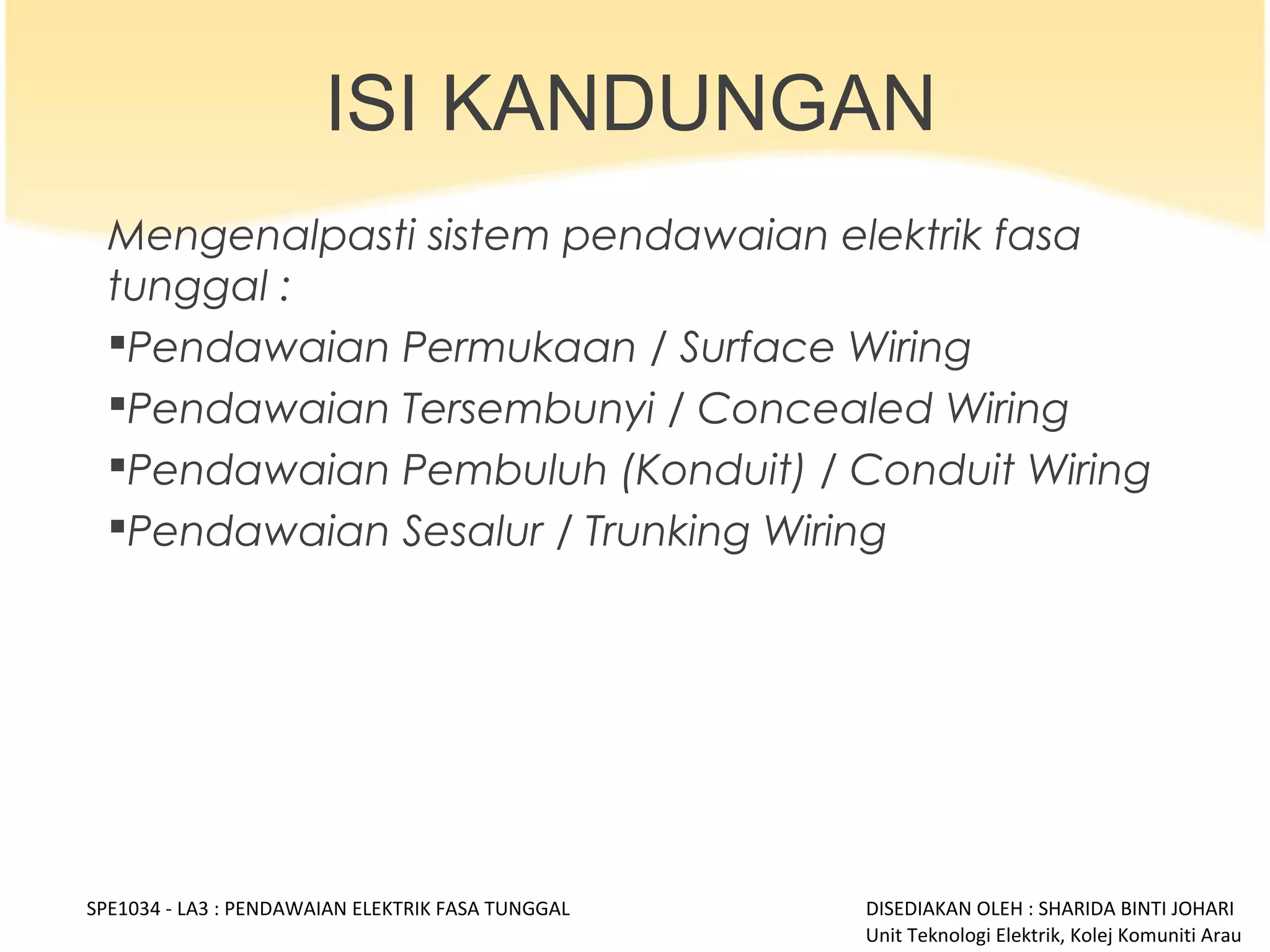 kabel dan sistem pendawaian elektrik | PPS