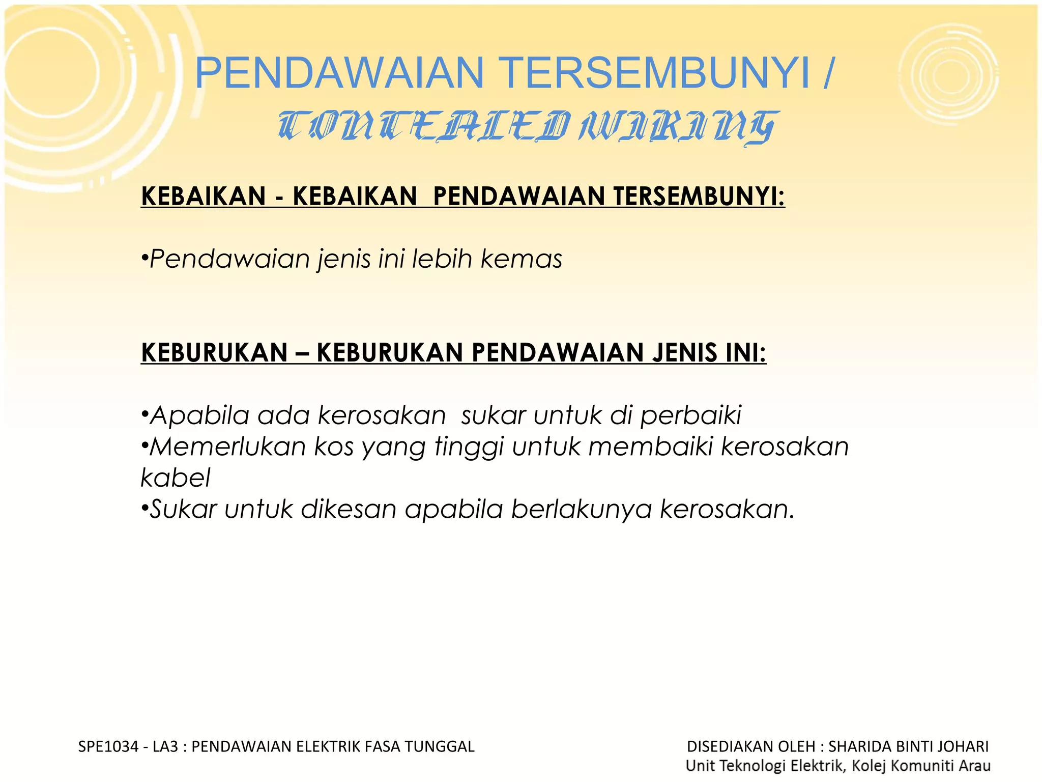 kabel dan sistem pendawaian elektrik | PPS