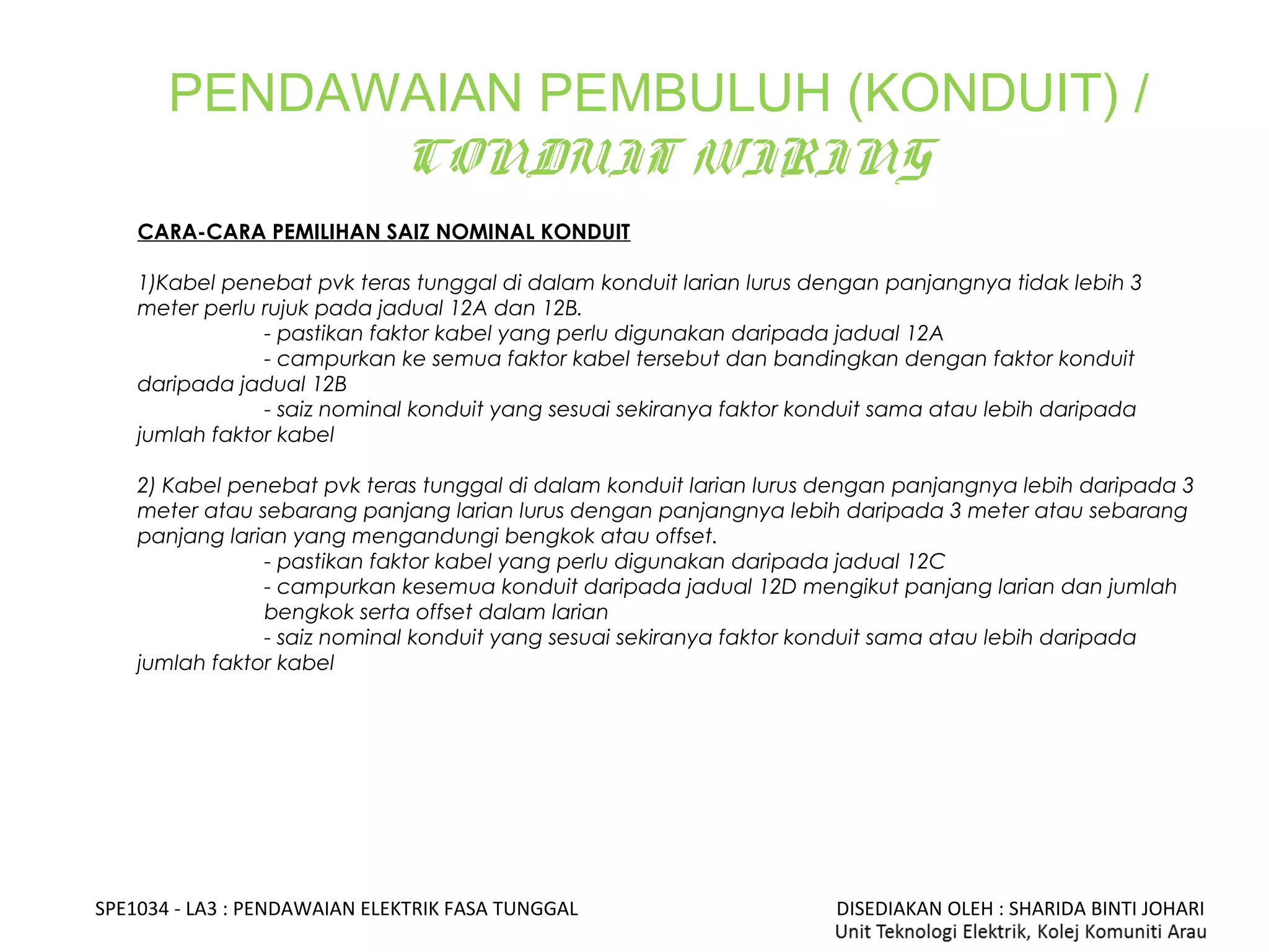 kabel dan sistem pendawaian elektrik | PPS