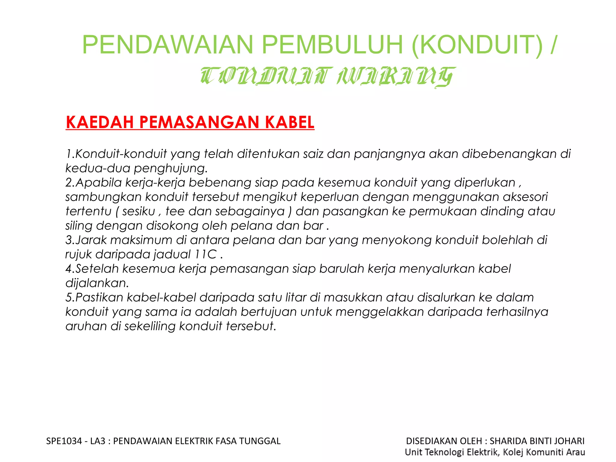 kabel dan sistem pendawaian elektrik | PPS
