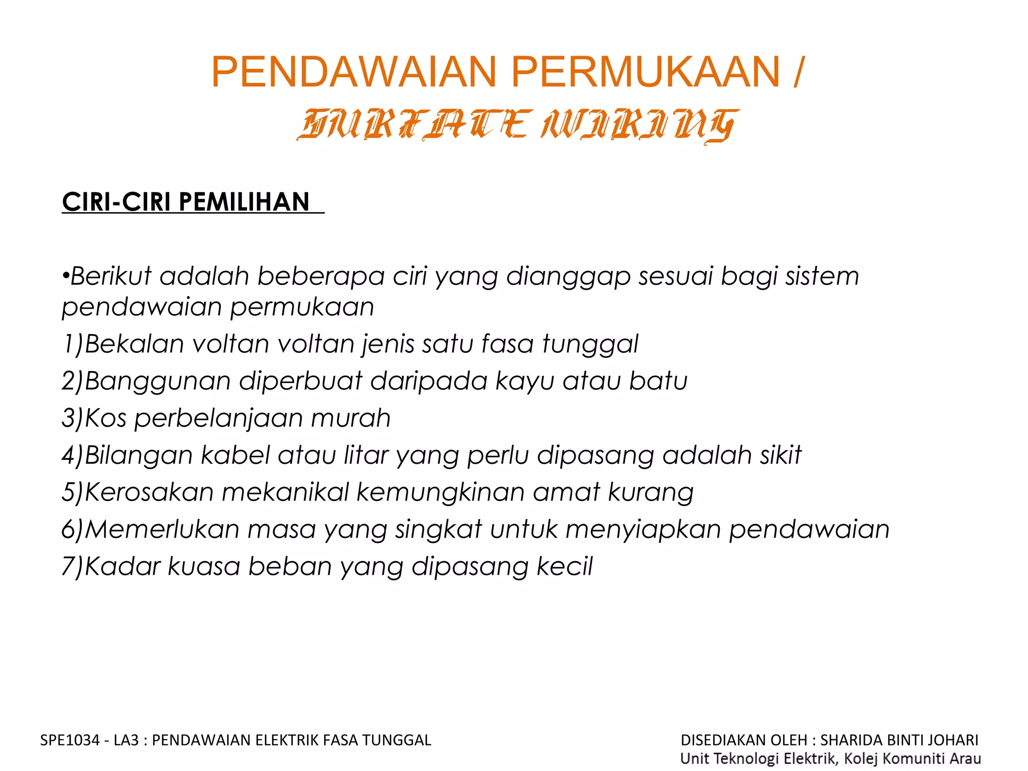 kabel dan sistem pendawaian elektrik | PPS