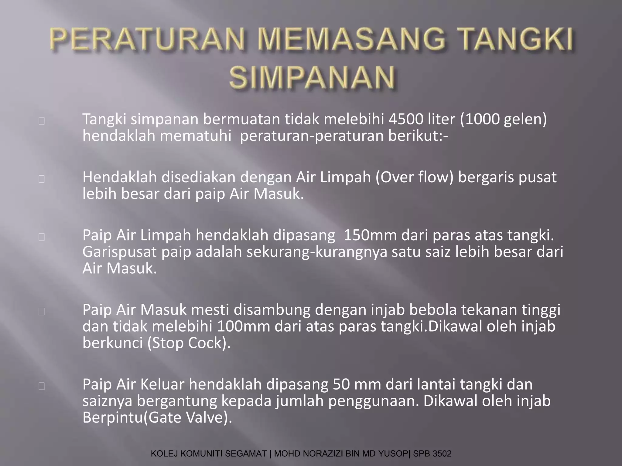 PEMASANGAN TANGKI AIR | PPTX