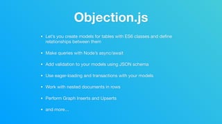 Objection.js, a SQL ORM | PDF