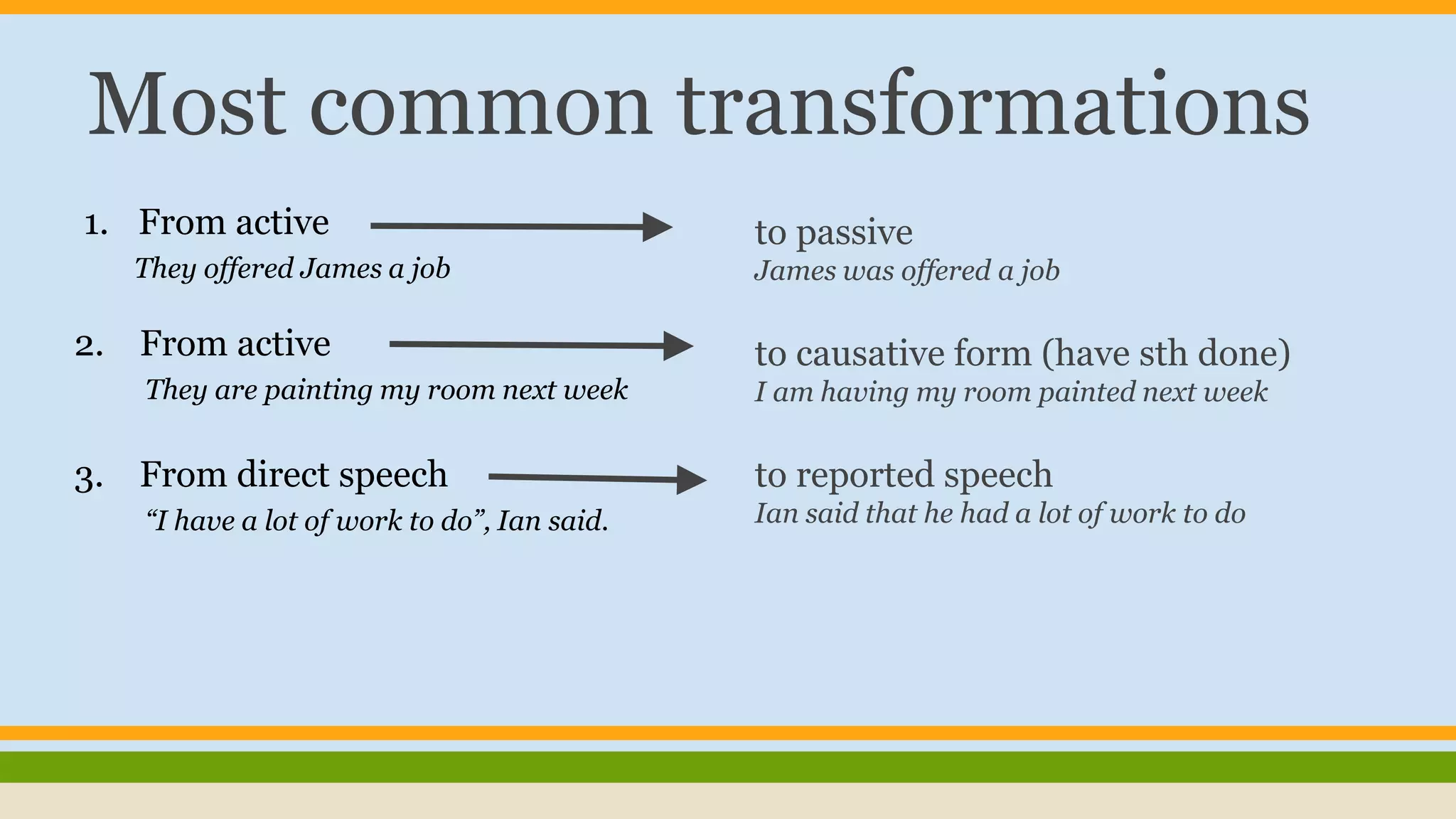Most common sentence transformations | PPT