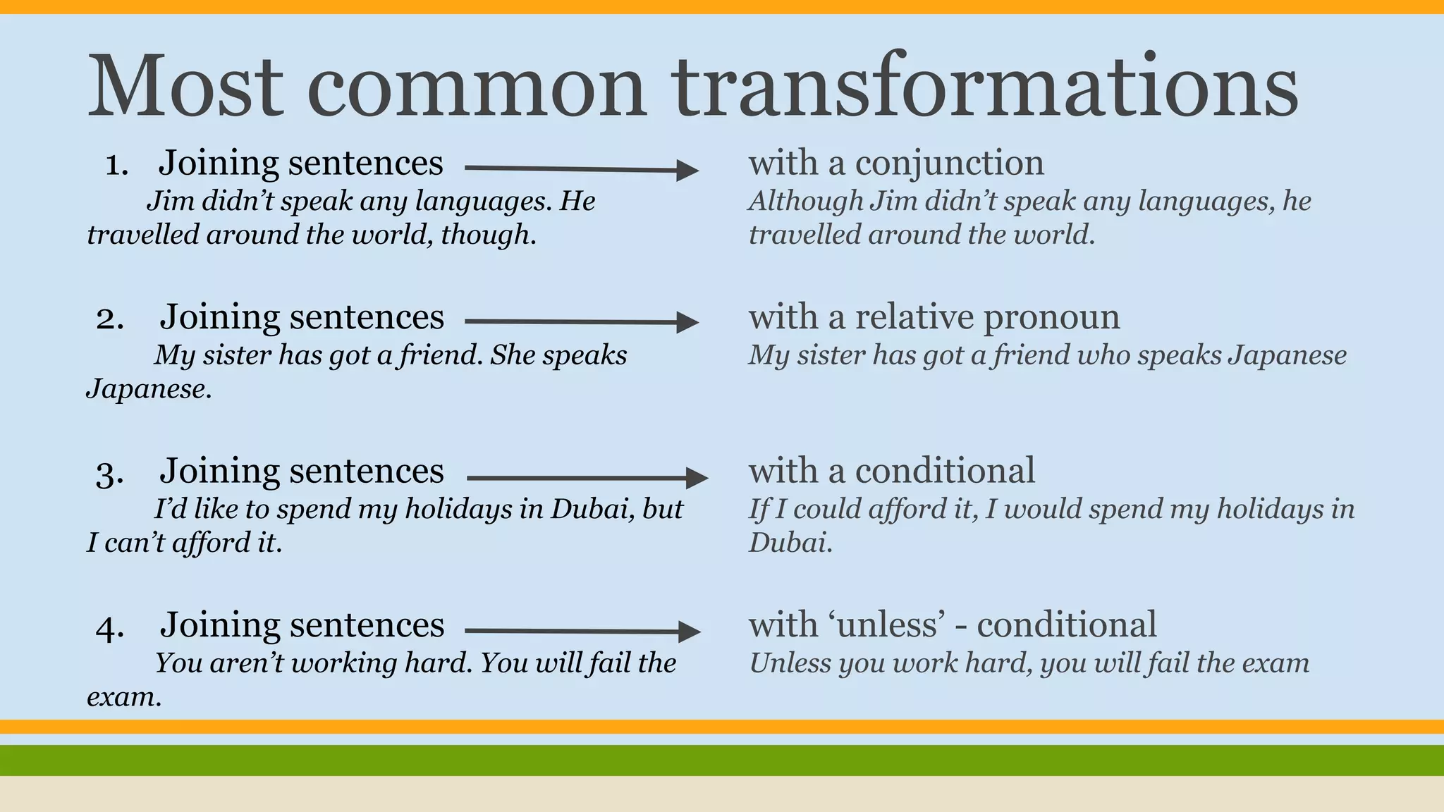 Most common sentence transformations | PPT