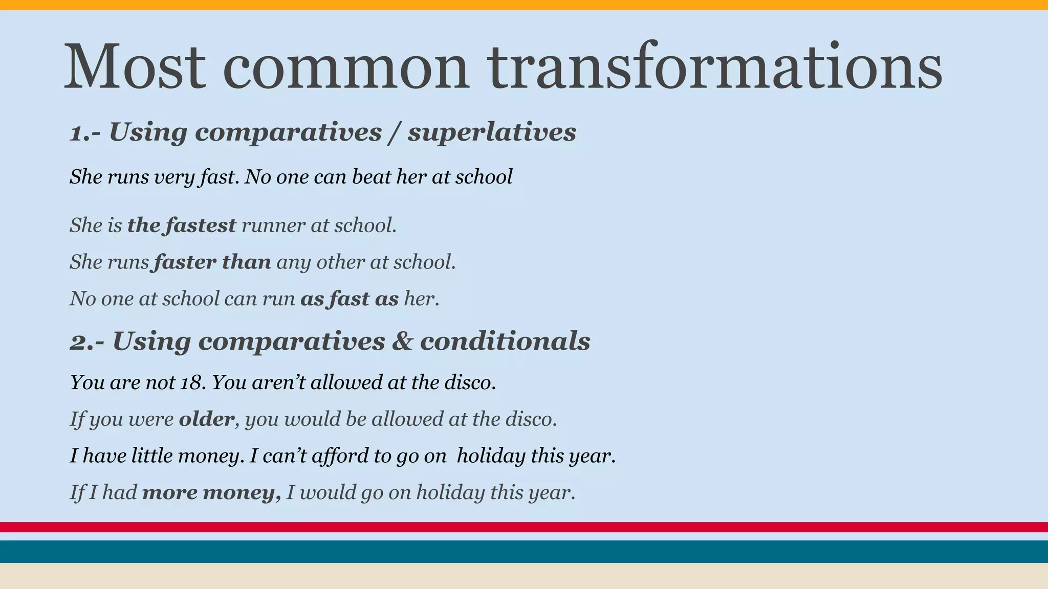 Most common sentence transformations | PPTX