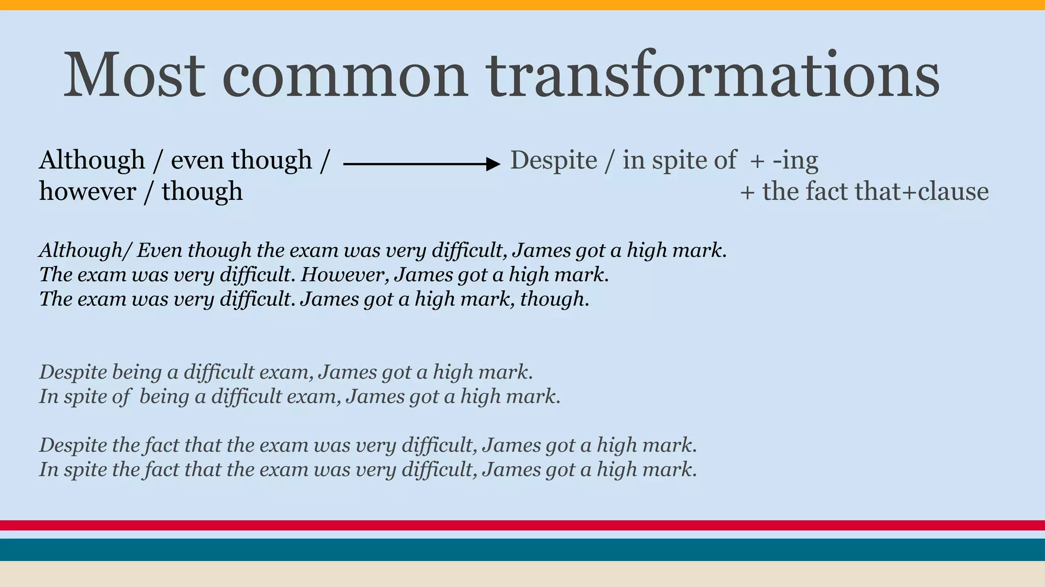 Most common sentence transformations | PPTX