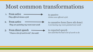 Most common sentence transformations | PPTX