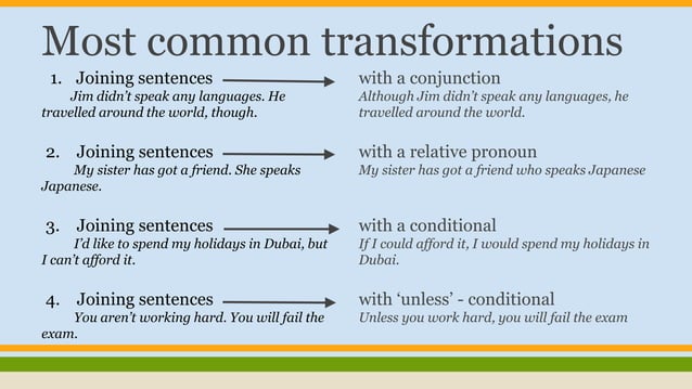 Most common sentence transformations | PPT