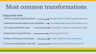 Most common sentence transformations | PPTX