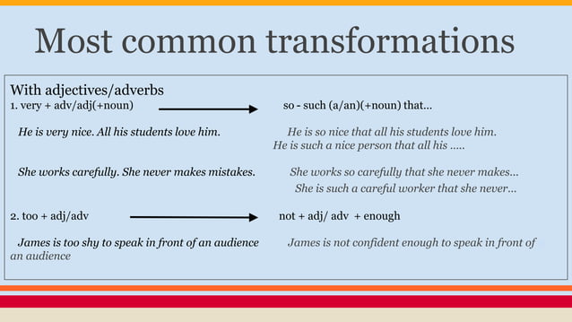 Most common sentence transformations | PPT