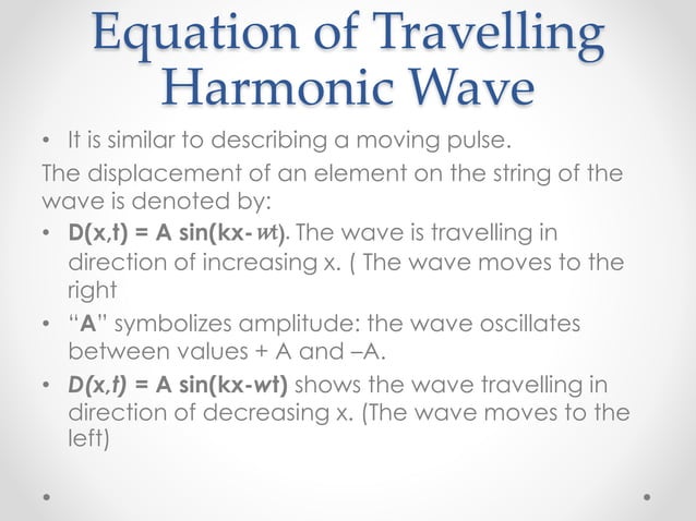 Travelling Harmonic Waves | PPT