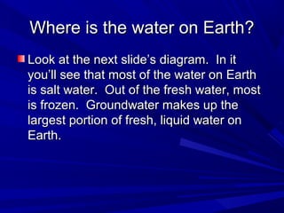 Groundwater Notes - Earth's Environment | PPT