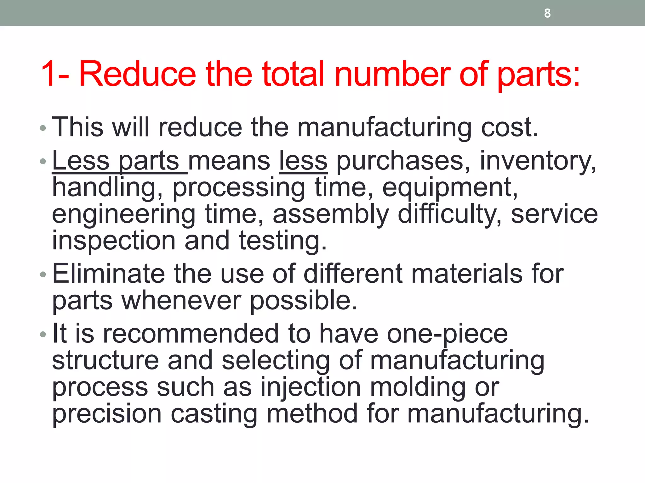 Lo # 1 manufacturing process selection design part 1 | PPTX