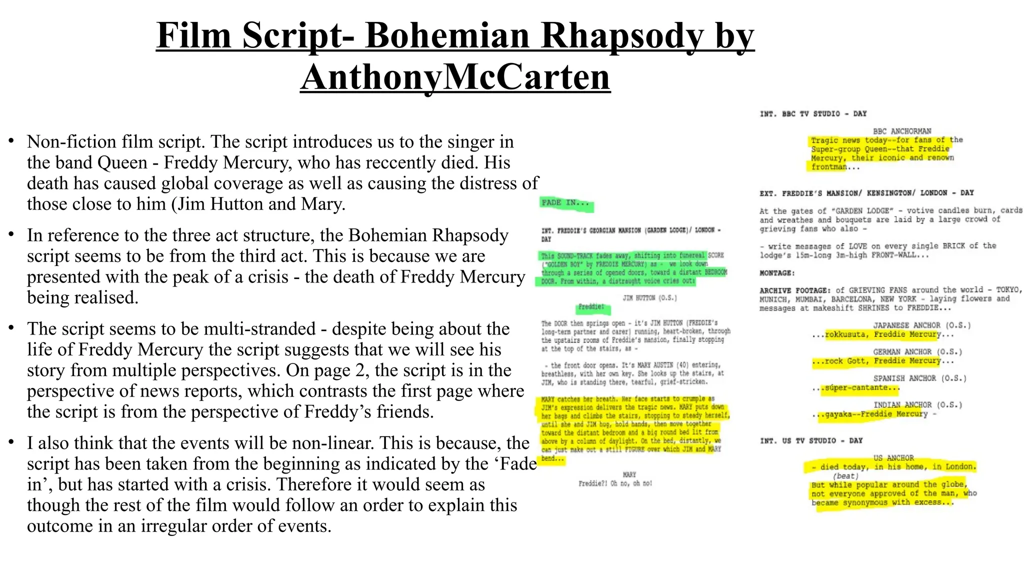 Media LO1 - Script analysis - PowerPoint | PPTX