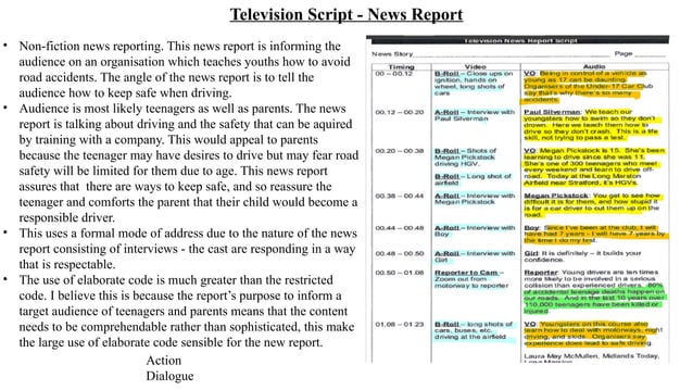 Media LO1 - Script analysis - PowerPoint | PPT