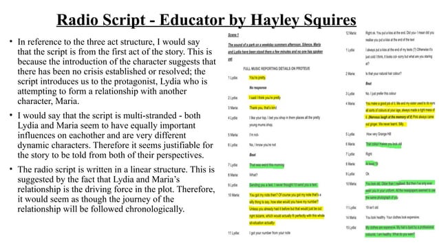Media LO1 - Script analysis - PowerPoint | PPT