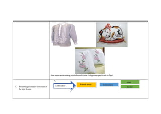 LO1 Tools in embroidery.doc for tle 7 exploratory courses | DOC