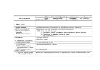 Lesson 2 embroidered article tle 7 and 8 | DOC