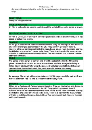 lo2 p2 worksheet for my media coursework | DOCX