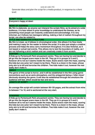 lo2 p2 worksheet for my media studies coursework | DOCX