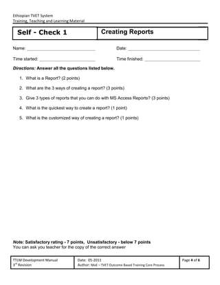 Lo3 create reports | PDF