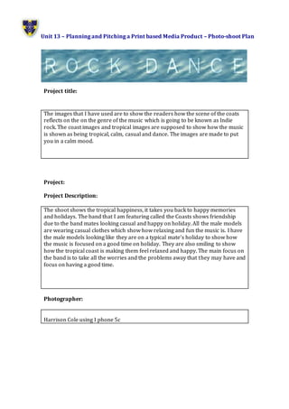 Photo shoot plan template | DOCX